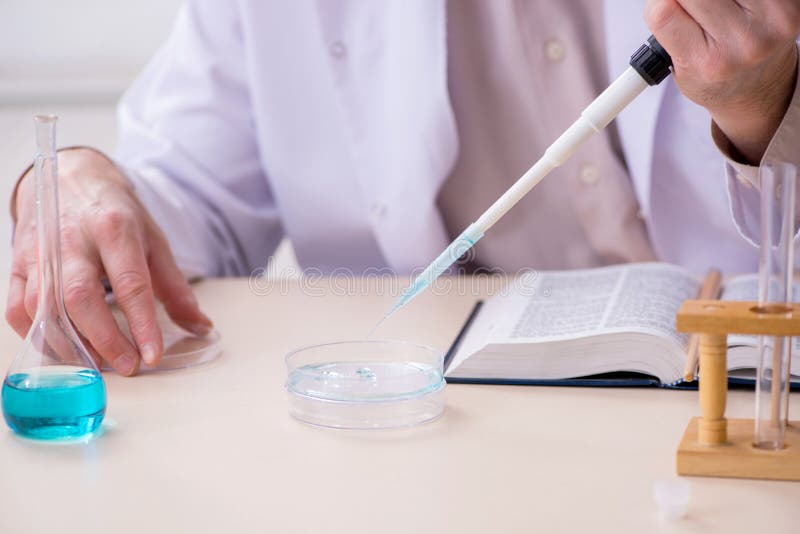 Experienced Old Scientist Working in the Lab Stock Image - Image of ...