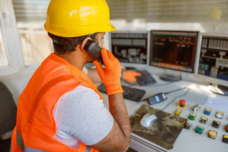 Experienced Operator Concentrating at His Work in Plant Stock Photo ...