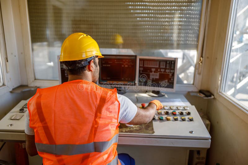 Experienced Operator Concentrating at His Work in Plant Stock Photo ...