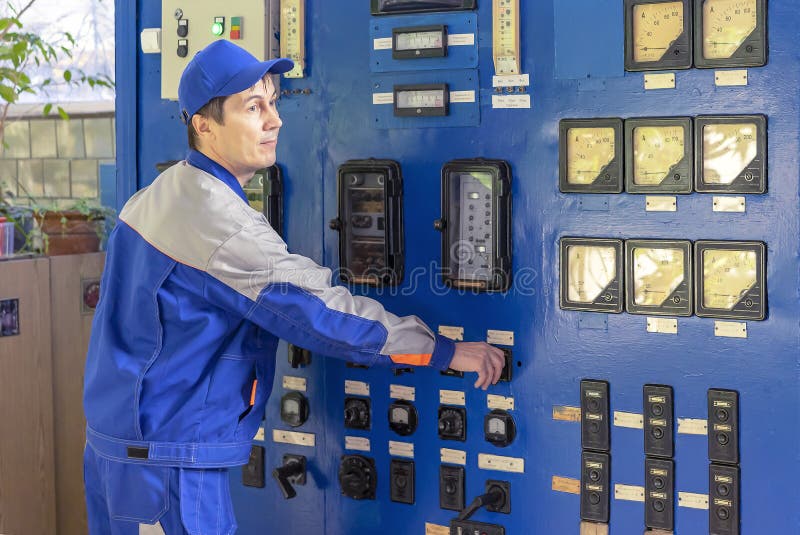 An Experienced Operator Service Gas Boiler Equipment Stock Image ...