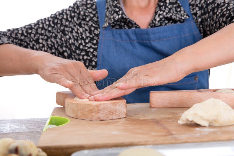 An Experienced Pastry Chef is Making Chinese Moon Cakes Stock Image ...