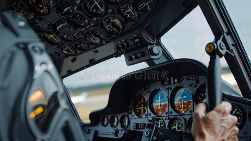 Experienced Pilot Skillfully Operates Various Instruments and Controls ...