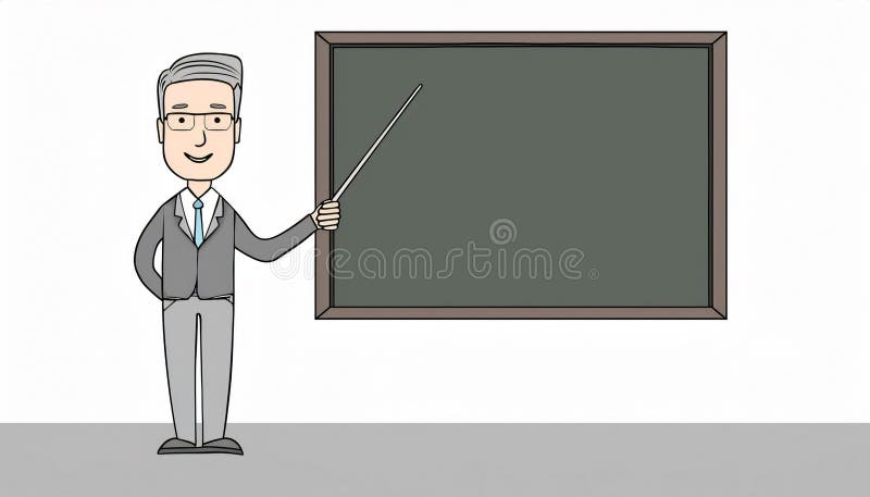 Experienced Professor Using a Pointer on a Blackboard To Teach in a ...
