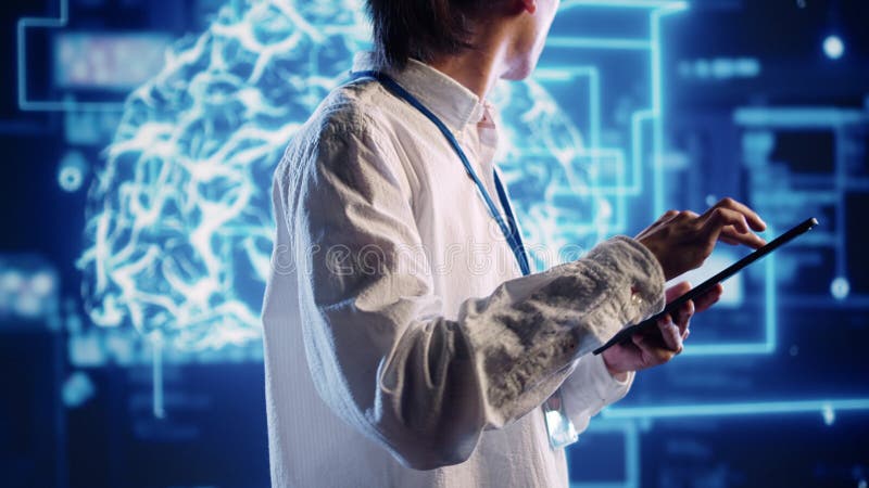 Expert Doing AI Human Brain Simulation Stock Video - Video of brain, computing: 288680697