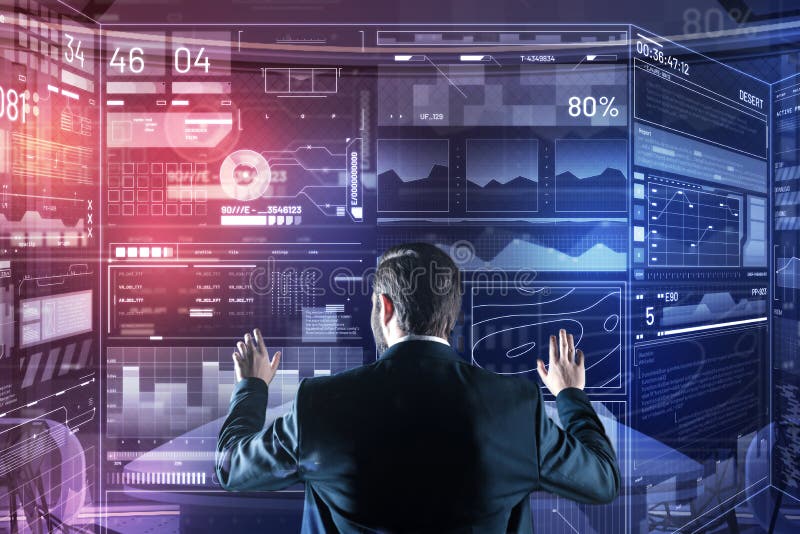 Experienced Programmer Touching the Screen with Two Hands while Working ...