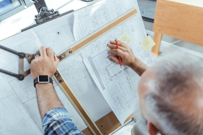 Experienced Senior Architect is Working on His Project Stock Photo ...