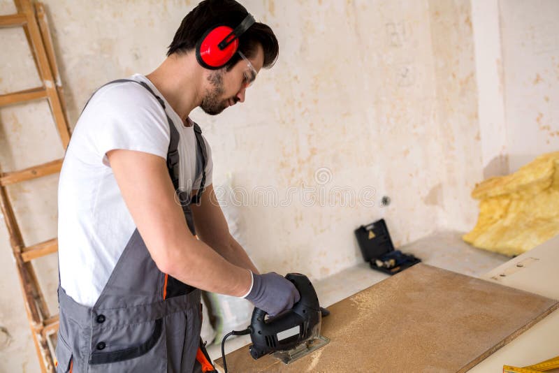 Skillful Handyman Makes Carpentry Work Look Easy Stock Photo - Image of ...