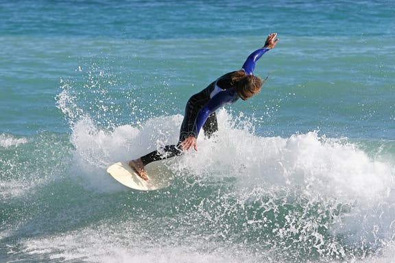 Experienced Surfer Carving an Excellent Wave Stock Photo - Image of ...