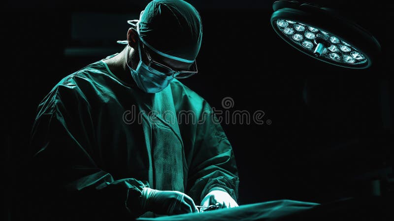Experienced Surgeon Focused on Performing Complex Surgery in Dark ...