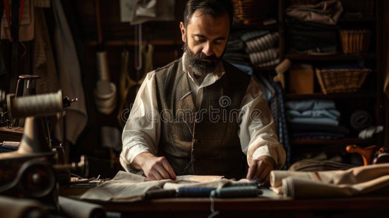 Experienced Tailor at Traditional Workshop Shows Craftsmanship and ...