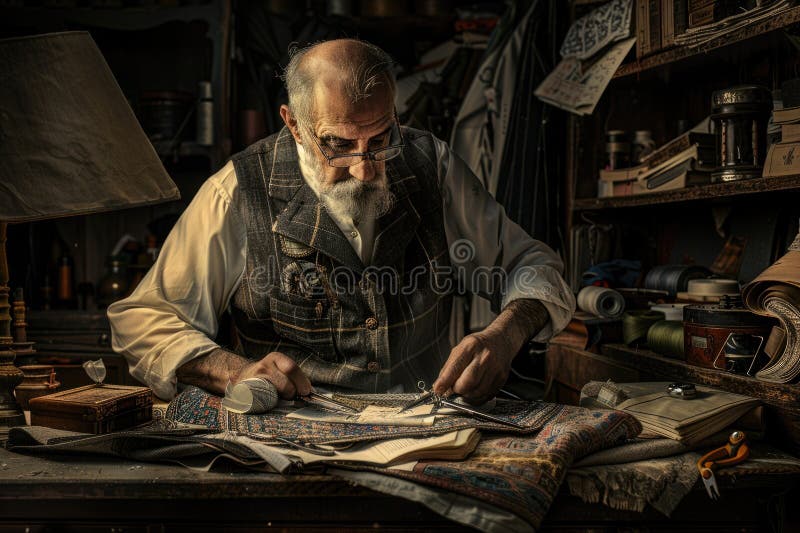 Experienced Tailor at Traditional Workshop Shows Craftsmanship and ...