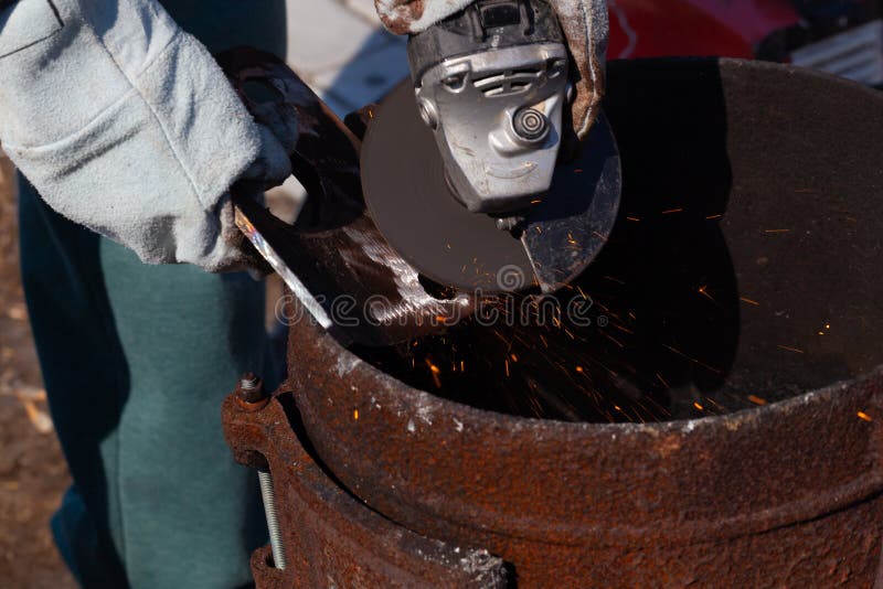 An Experienced Welder at Work. Preparation and Welding Process of Cast ...