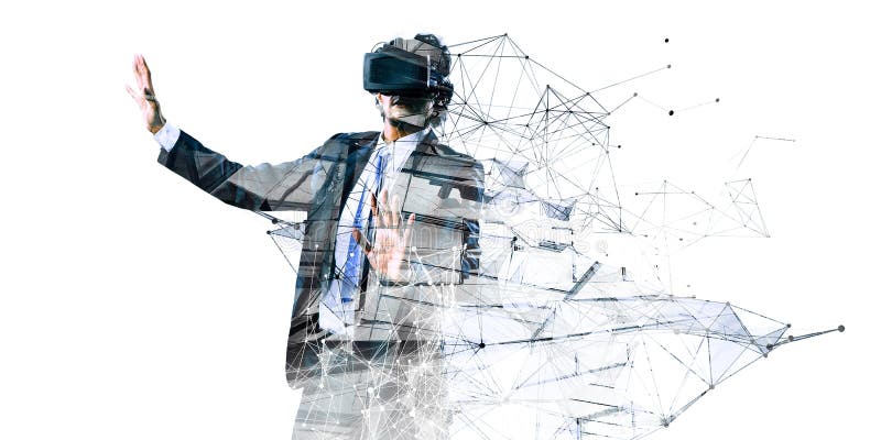 Experiencing Virtual Technology World. Mixed Media Stock Illustration ...