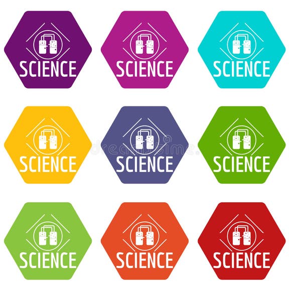 Experiment Center Icons Set 9 Vector Stock Vector - Illustration of ...
