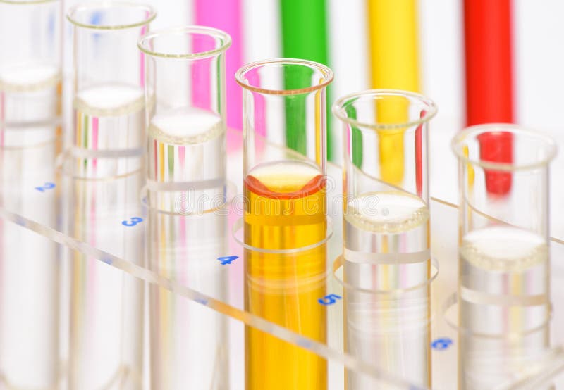 Experiment in Chemical Lab with Liquid in Test Tube Stock Photo - Image ...