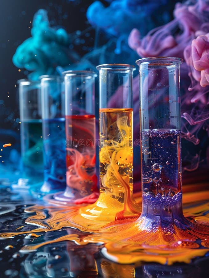 Experiment with Colorful Reactions in a Science Fair Stock Photo ...