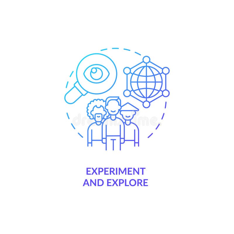 Experiment and Explore Blue Gradient Concept Icon Stock Vector ...