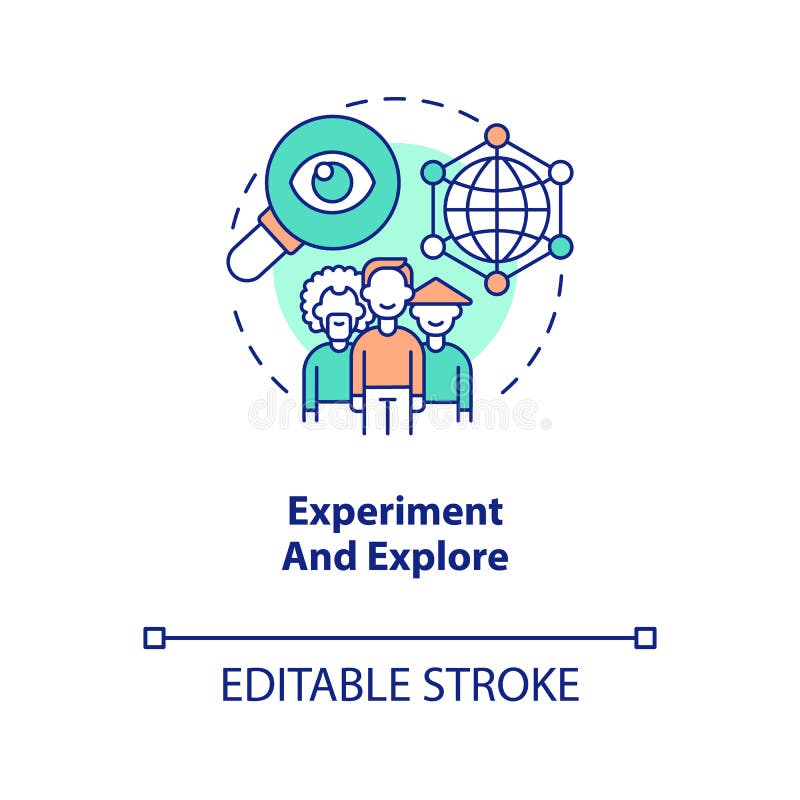 Experiment and Explore Concept Icon Stock Vector - Illustration of ...