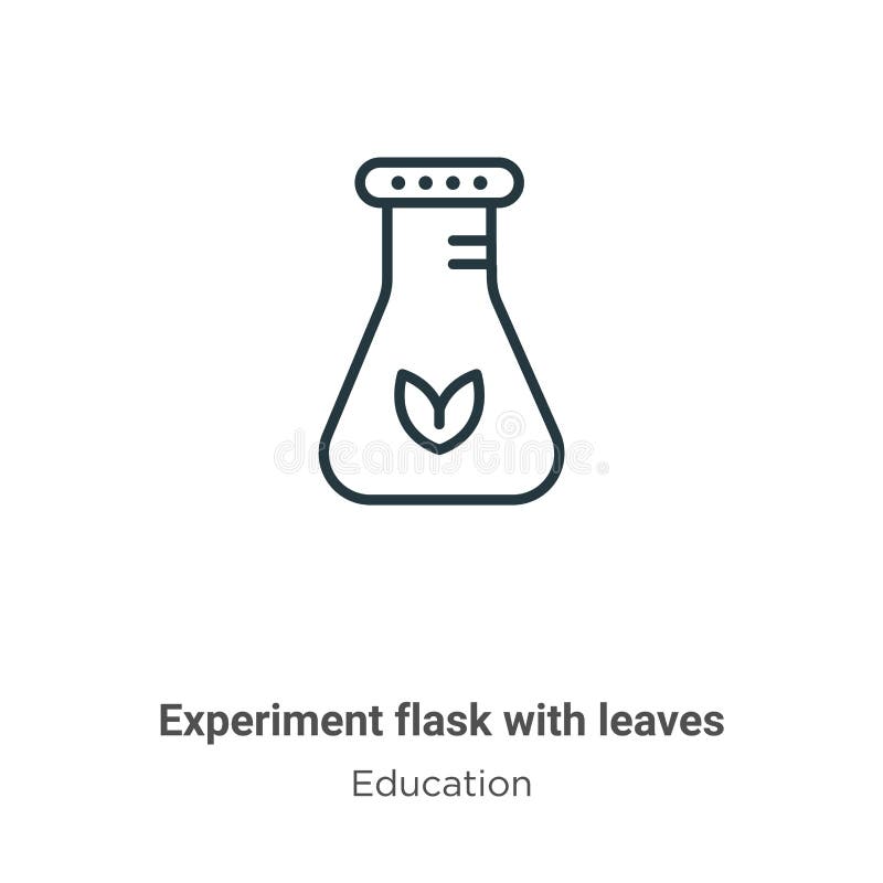 Experiment Flask with Leaves Symbol Outline Vector Icon. Thin Line ...