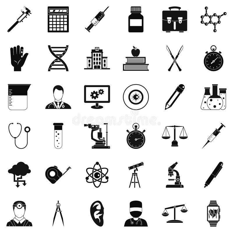 Experiment Icons Set, Simple Style Stock Vector - Illustration of ...