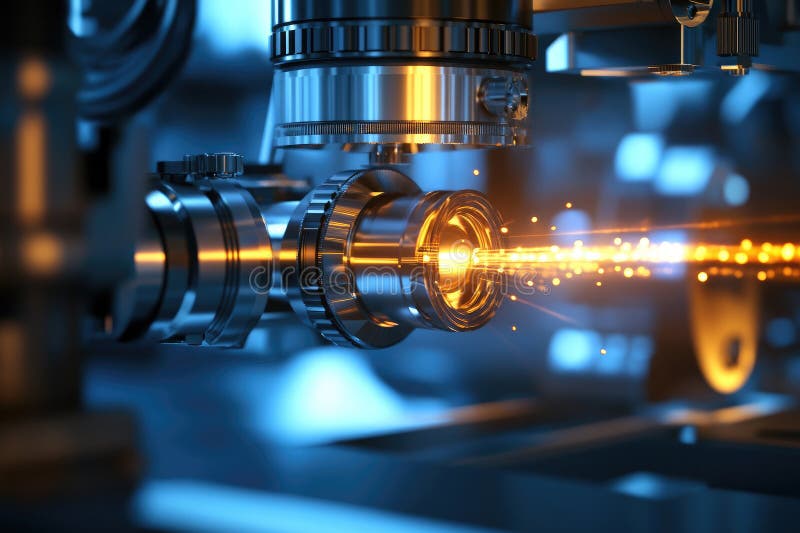 Experiment with Laser Device in Modern Laboratory Stock Illustration ...