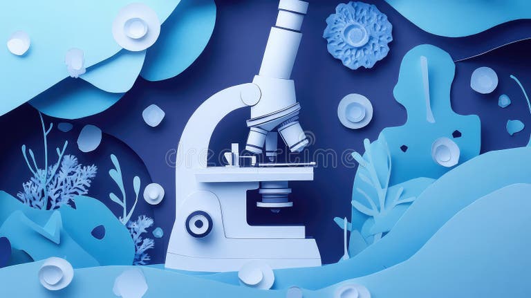 Experiment Microscope Paper Cutout Style Simulation Stock Illustration ...