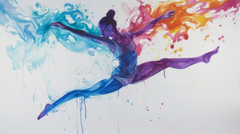Artistic Leap of a Ballet Dancer with Color Splashes Stock Image ...