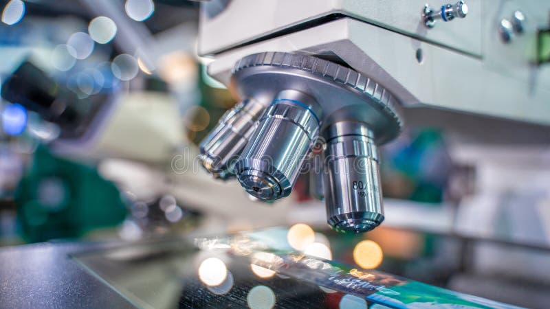 Digital Camera Microscope in Experiment Science Laboratory Stock Photo ...