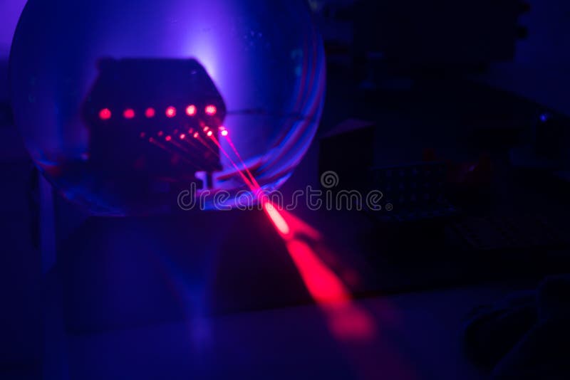 Experiment with Red Laser in Optics Lab Stock Image - Image of ...