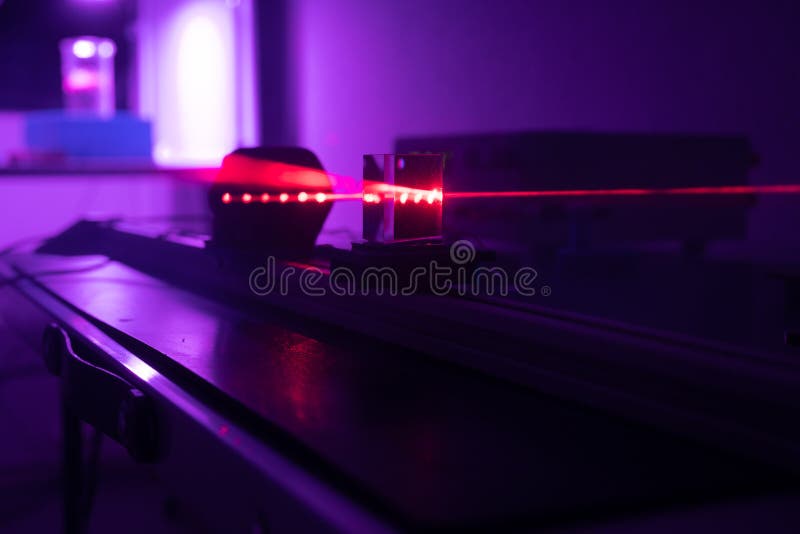 Experiment with Red Laser in Optics Lab Stock Photo - Image of optical ...
