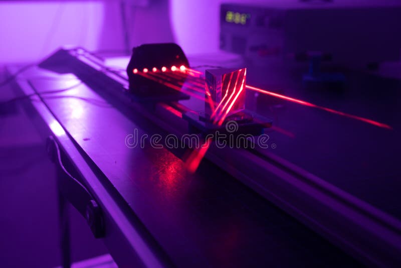 Experiment with Red Laser in Optics Lab Stock Photo - Image of applied ...