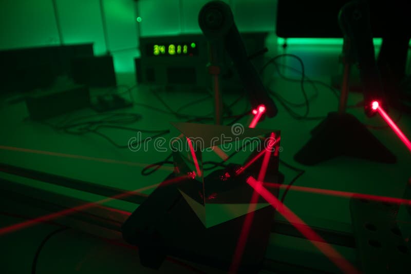 Experiment with a Red Laser in a Physics Lab Stock Image - Image of ...