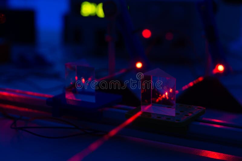 Experiment with a Red Laser in a Physics Lab Stock Image - Image of ...