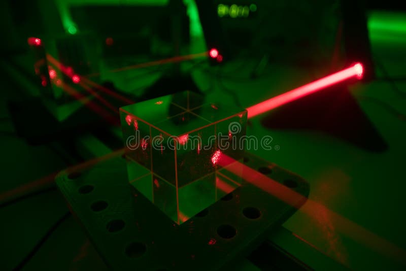 Experiment with a Red Laser in a Physics Lab Stock Image - Image of ...