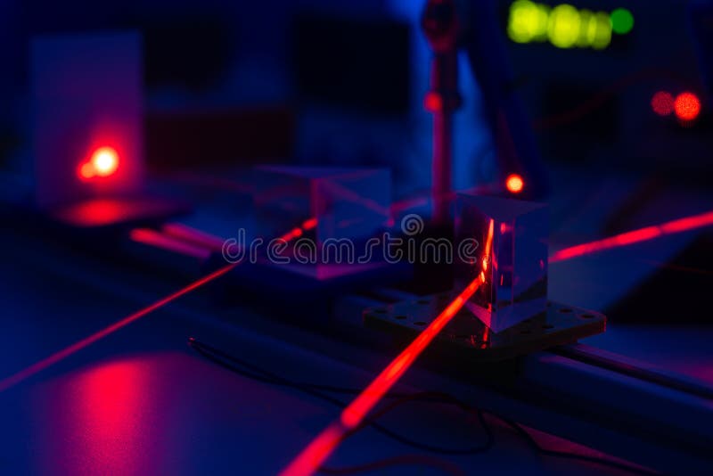 Experiment with a Red Laser in a Physics Lab Stock Image - Image of ...