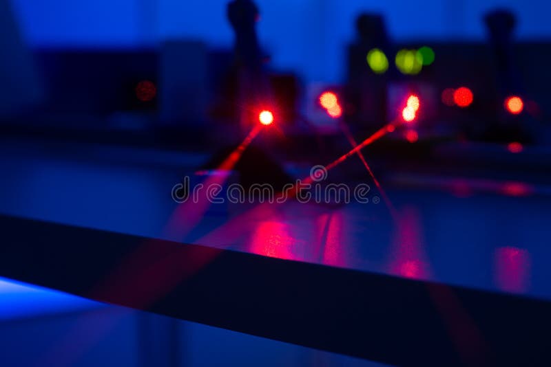 Experiment with a Red Laser in a Physics Lab Stock Image - Image of ...