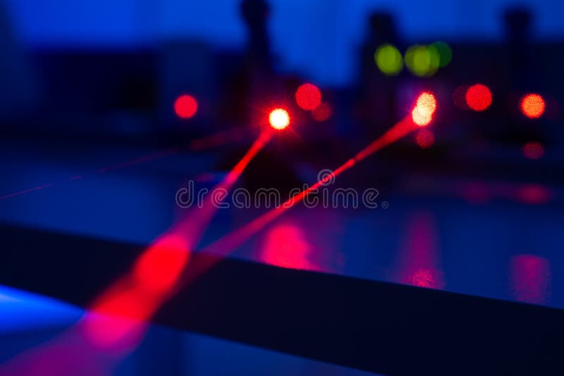 Experiment with a Red Laser in a Physics Lab Stock Photo - Image of ...