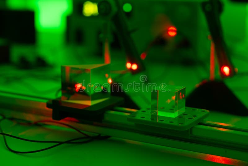 Experiment with a Red Laser in a Physics Lab Stock Photo - Image of ...