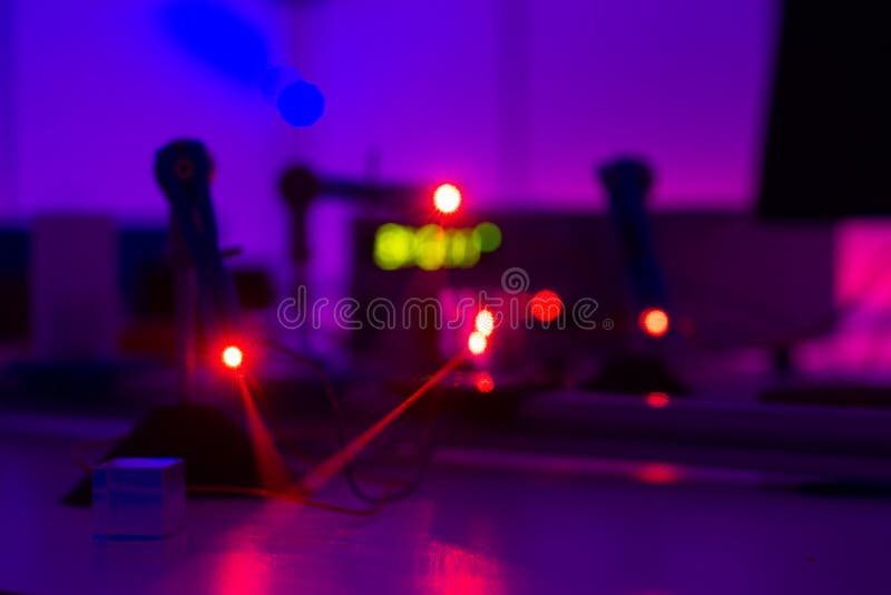 Experiment with a Red Laser in a Physics Lab Stock Image - Image of ...