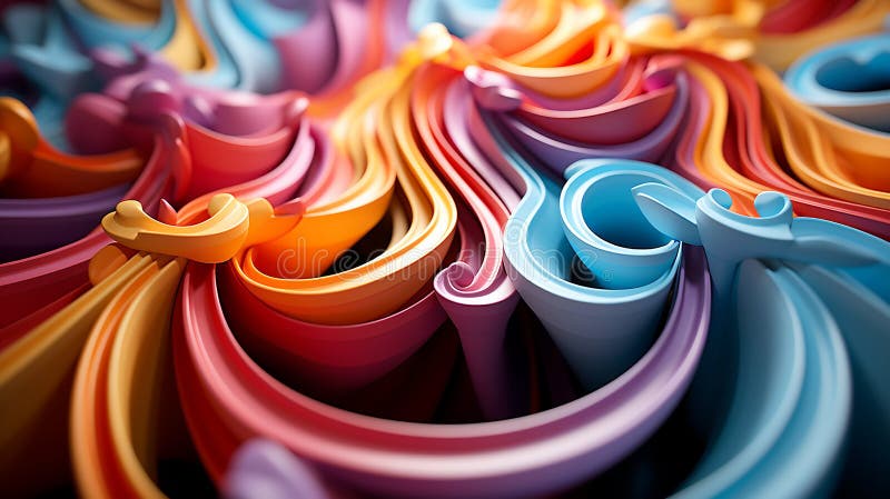 Experimental Abstract 3D Models Creating Optical Illusions, Bright ...