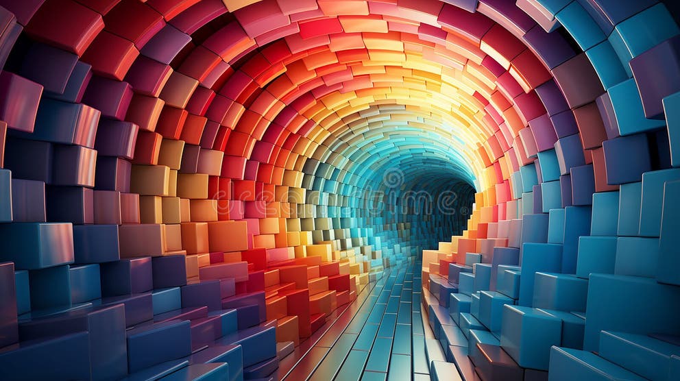 Experimental Abstract 3D Models Creating Optical Illusions, Bright ...