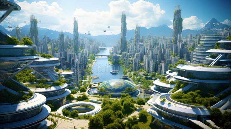 The Experimental City of the Future with Innovative Architecture Stock ...