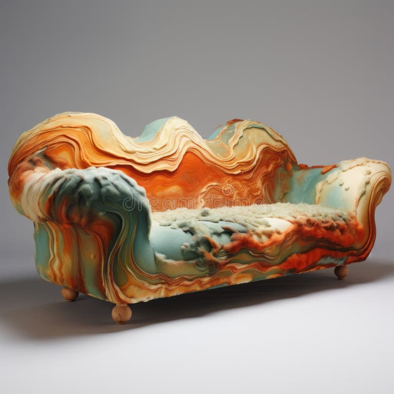 Experimental Colored Fabric Sofa with Opalescent Patterns Stock ...