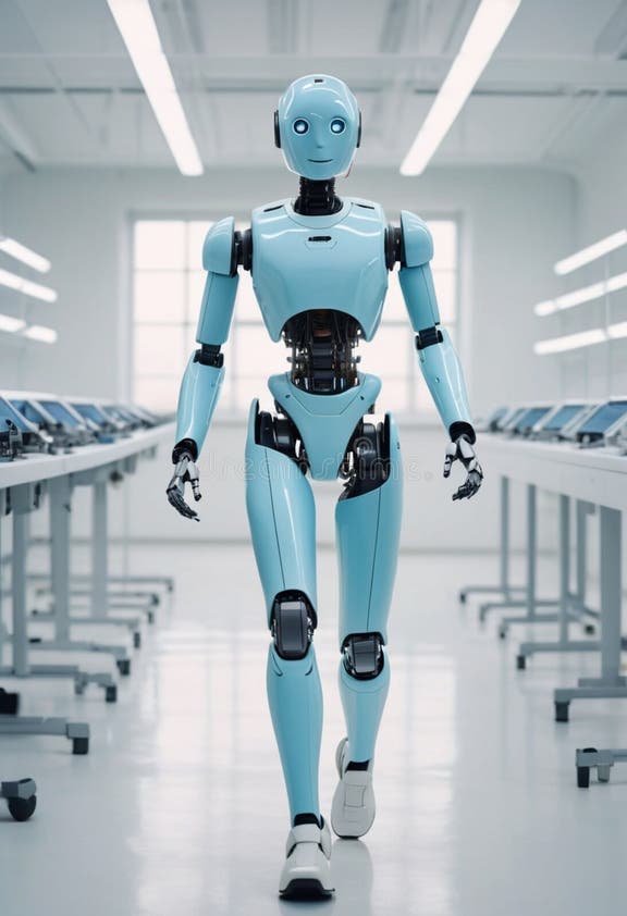 Experimental Humanoid Walking Robot is Tested in a Laboratory Stock ...