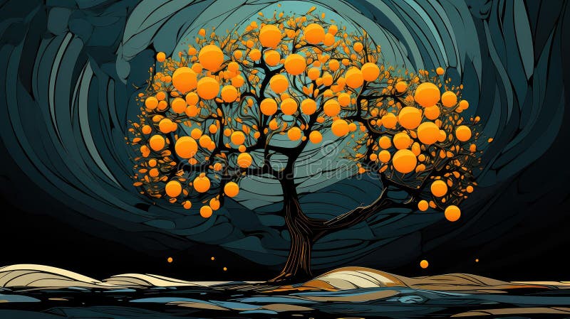 Experimental Orange Tree Illustration Stock Illustration - Illustration ...