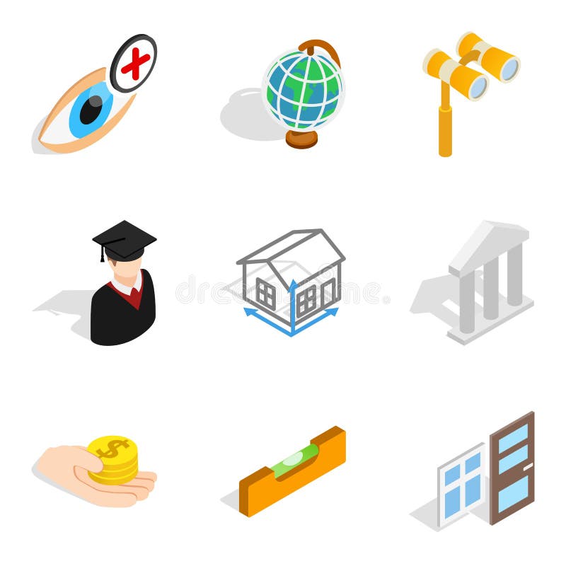 Experimental Study Icons Set, Isometric Style Stock Vector ...