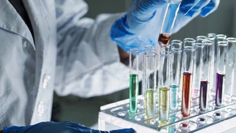 Experimenting with Colored Liquids in Test Tubes within a Laboratory ...