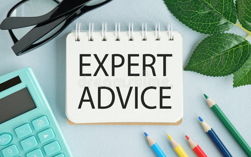 Expert Advice is Provided Using the Text on the Notepad. Stock Image ...