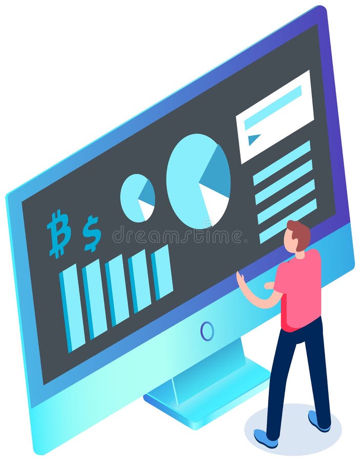 Expert Analyzing Information on Screen. Computer Monitor with ...