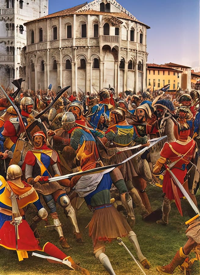 Pisa Vs. Genoa Ca 1284. Fictional Battle Depiction. Generative AI Stock ... Pisa Vs. Genoa Ca 1284. Fictional Battle Depiction. Generative AI Stock ...